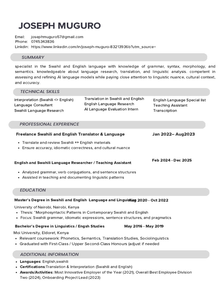 English Language CV | PDF