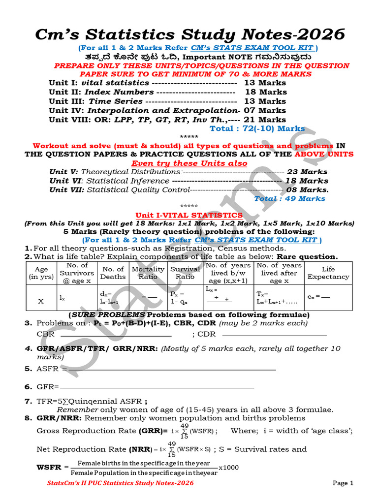 Cm’s Statistics Exam Possible Passing Package 2026 | PDF | Probability ...