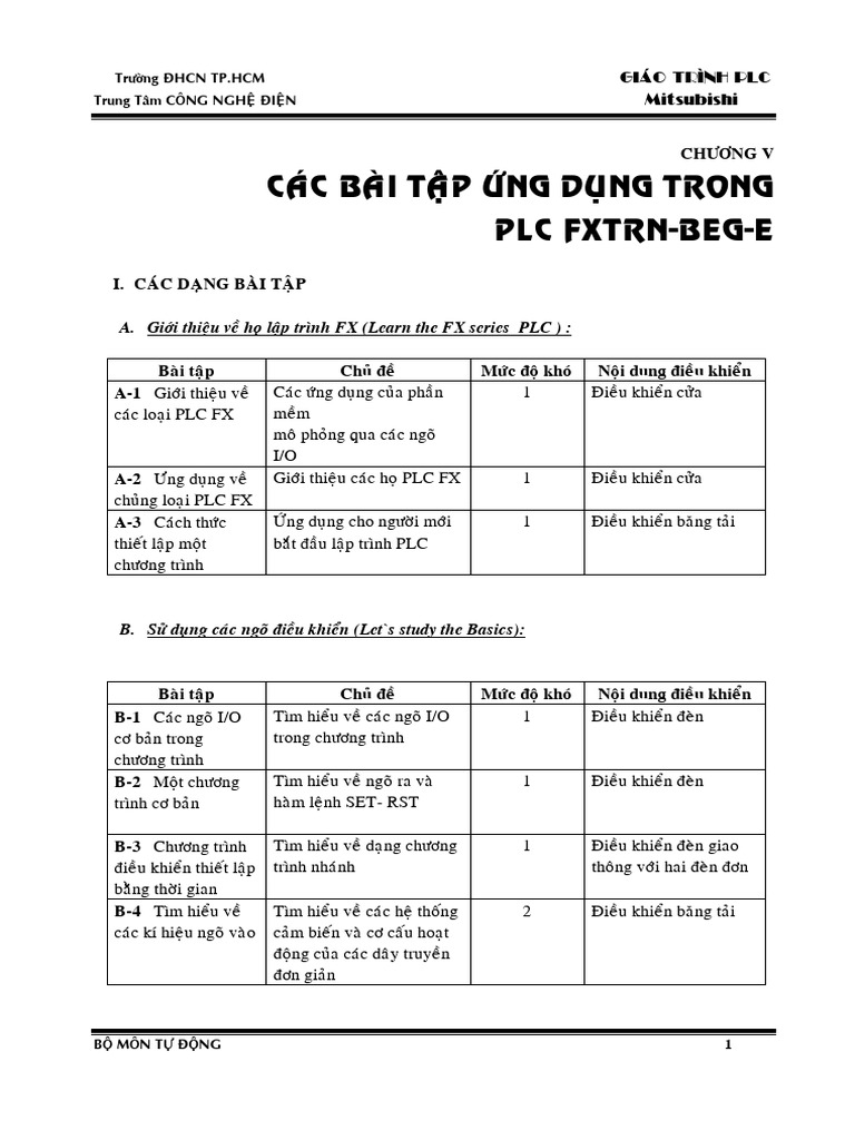 Giao Trinh PLC Mitsubishi FX P2 | PDF
