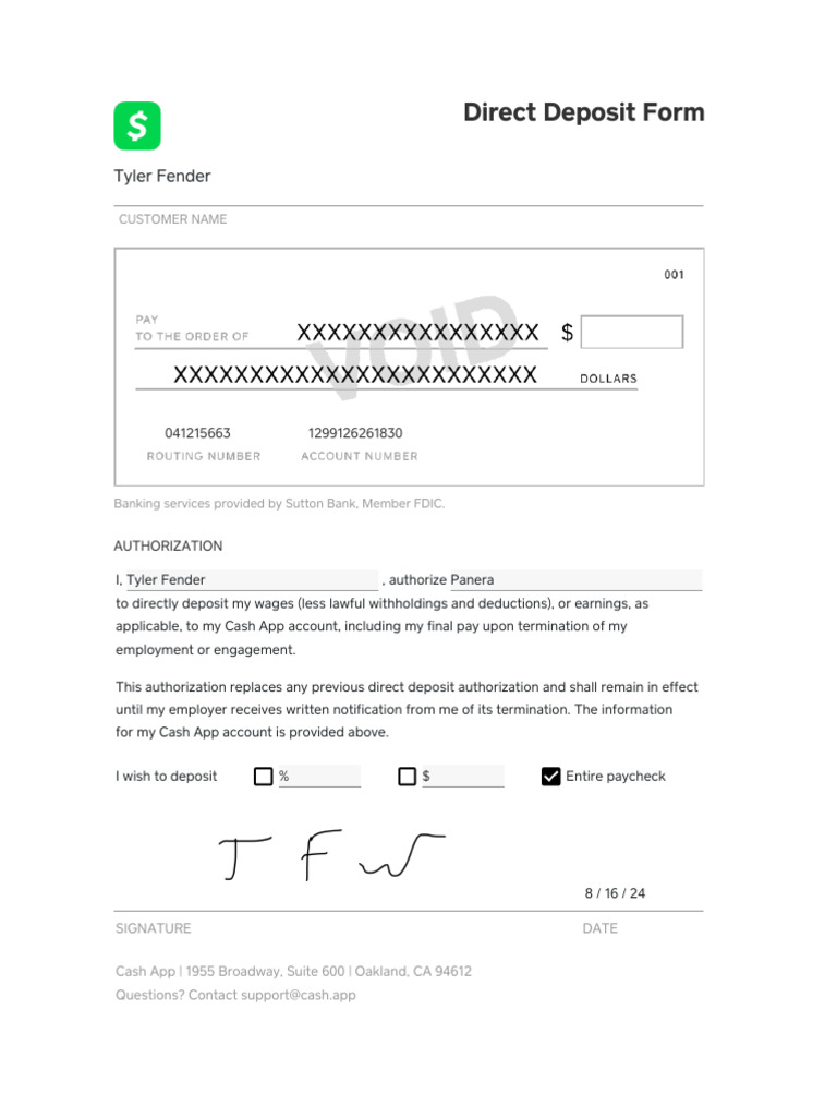 Direct Deposit Authorization Form | PDF