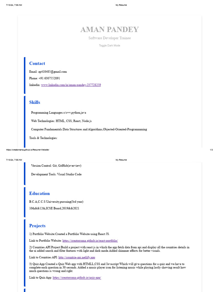 Resume@Aman | PDF | Websites | Information Technology