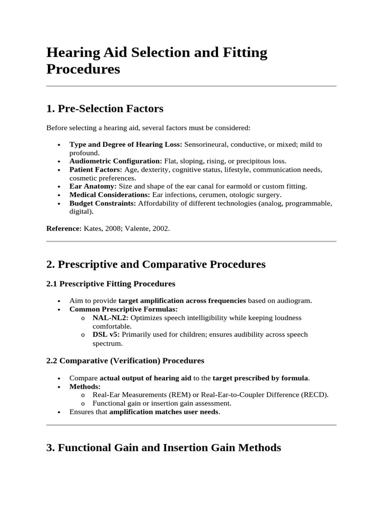 4. a Hearing Aid Selection and Fitting Procedures | PDF | Hearing Aid ...
