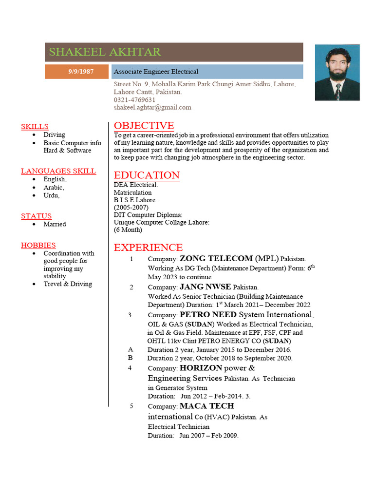 CV Shakeel Akhtar(1) Electrical[1] | PDF
