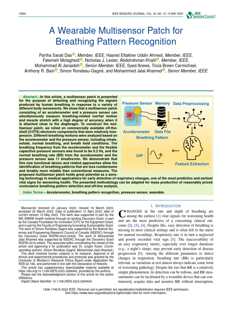 Wearable Patch for Breathing Detection | PDF | Breathing | Accelerometer