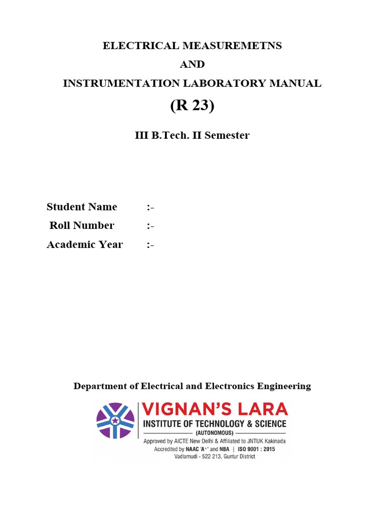 EMI Lab Manual R23 - Cycle Order | PDF | Inductor | Engineering