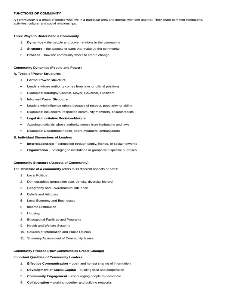 Understanding Community Functions and Dynamics | PDF | Community ...