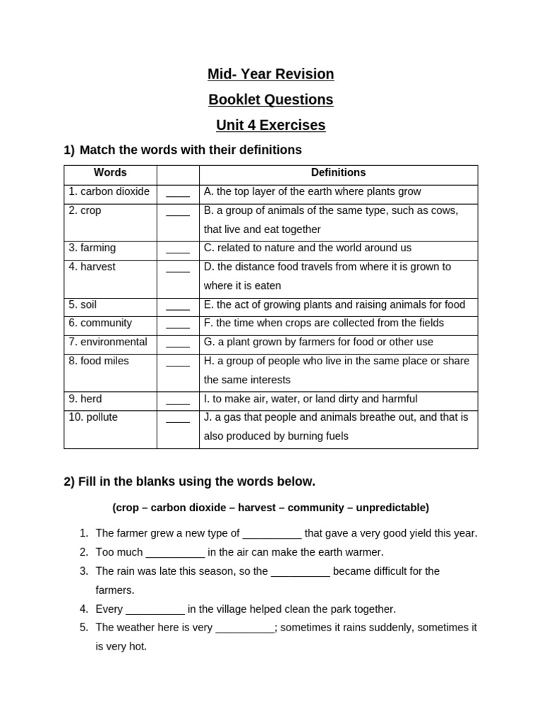 Mid-Year Revision: Vocabulary and Climate Change | PDF | Climate Change ...