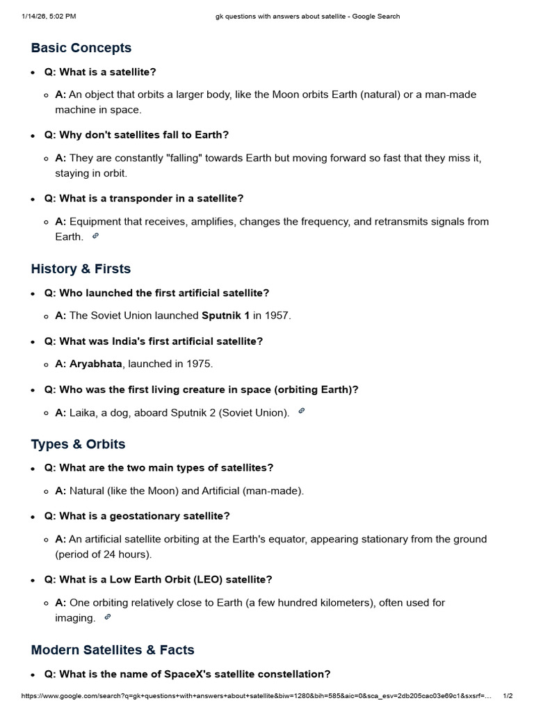 Satellite Basics and Key Facts | PDF