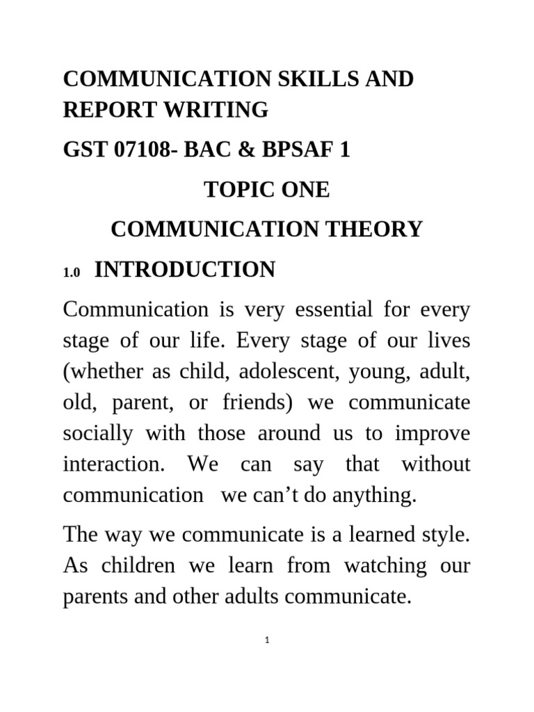COMMUNICATION SKILL- BACHELOR NOTES 1 | PDF | Nonverbal Communication ...