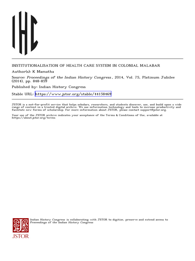 Colonial Health Care in Malabar | PDF | Hospital | Medicine