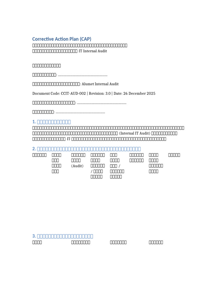 Corrective Action Plan CAP Template | PDF
