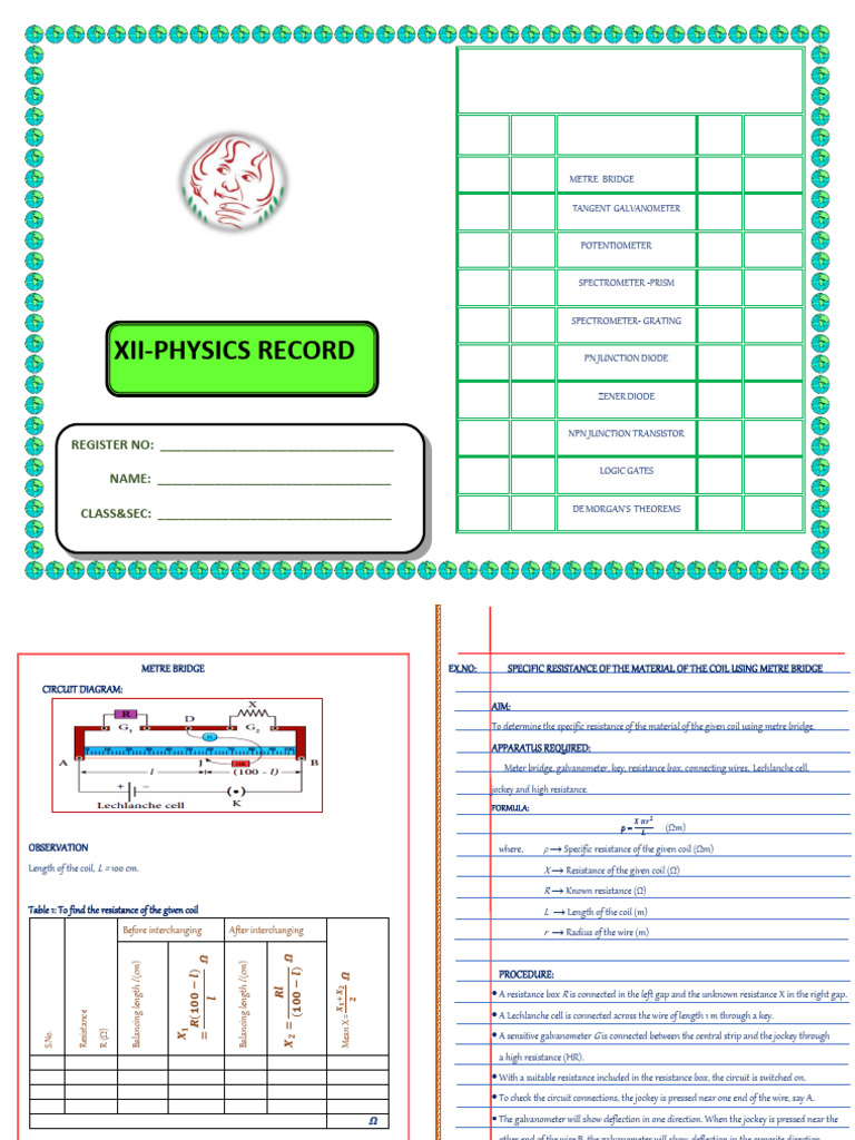 Physics Lab Record: Experiments Overview | PDF | Diffraction ...