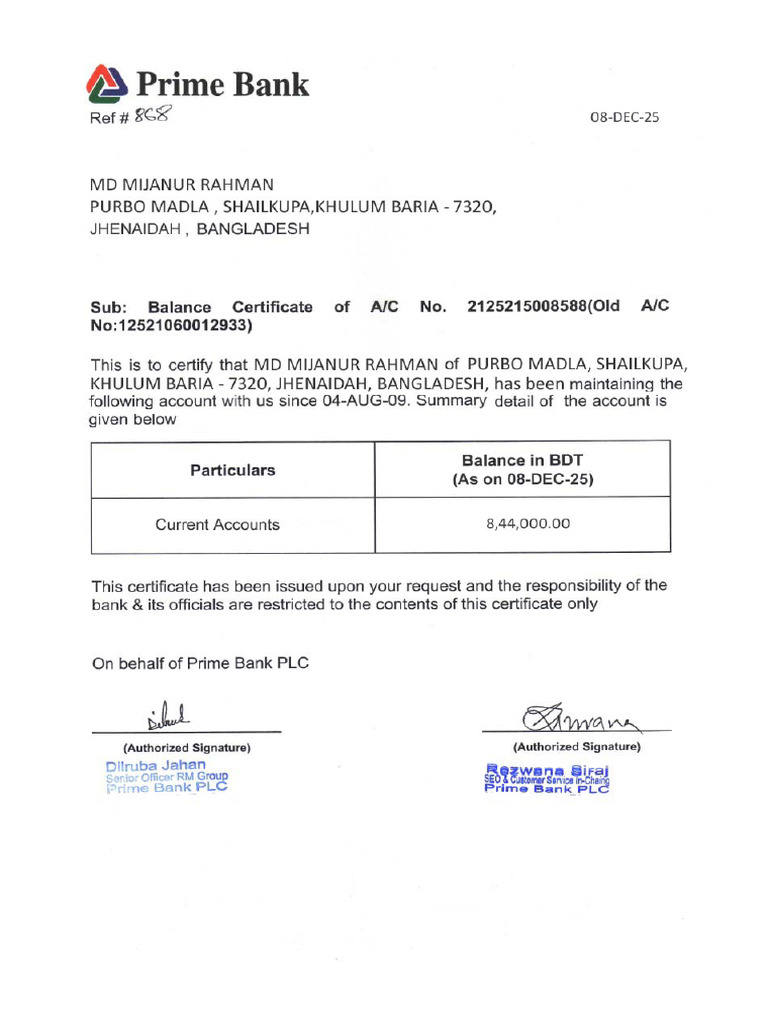 Prime Bank Statement (1) | PDF