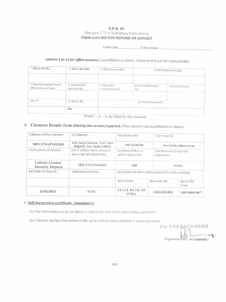 RPR.43 Form | PDF