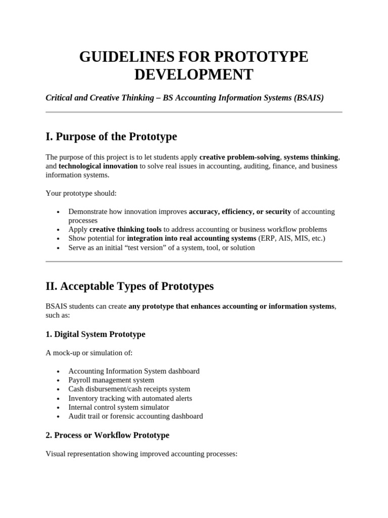 Prototype Development Guidelines for BSAIS | PDF | Prototype | Accounting