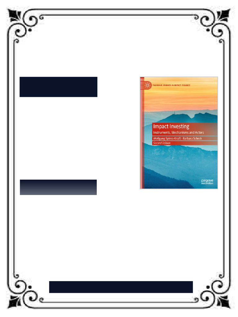 Impact Investing: Instruments, Mechanisms and Actors, 2nd 2nd Edition ...