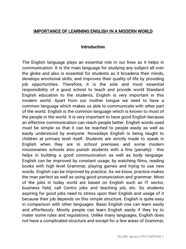 Importance of Learning English Today | PDF | Electron | Physical Chemistry