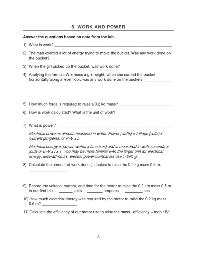 Physic Lab6 WorkandPower | PDF