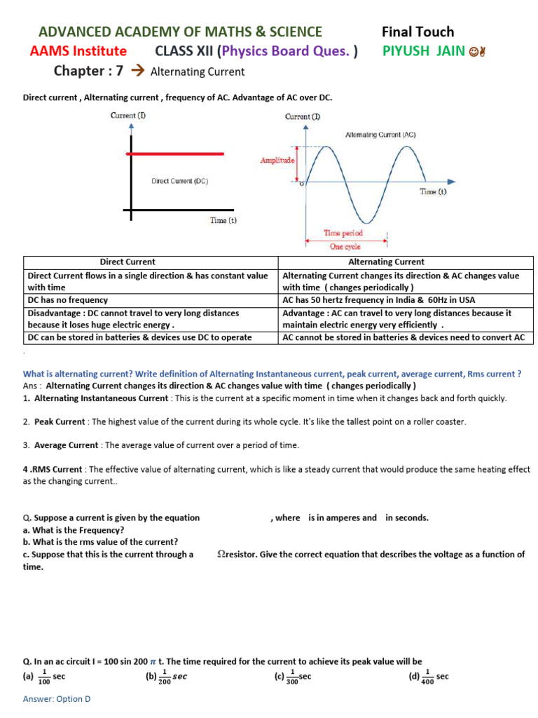 Understanding Alternating Current Basics | PDF | Inductor | Electrical ...