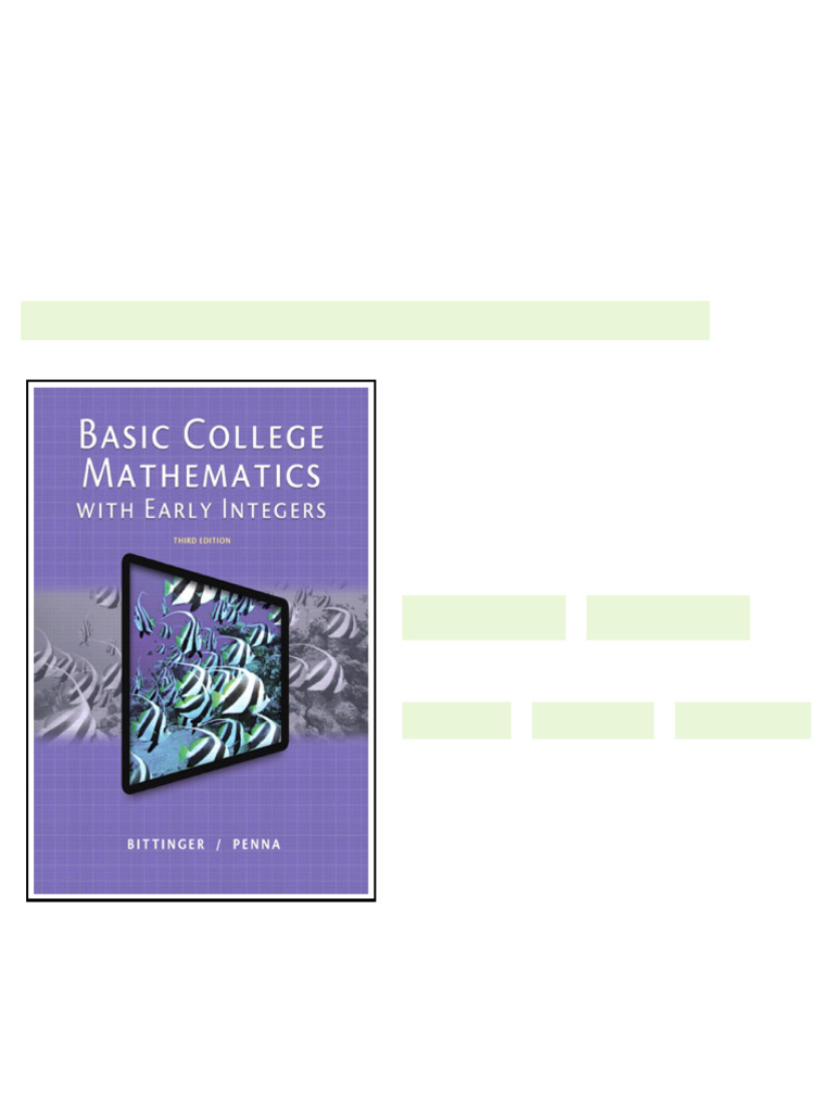 Basic College Mathematics with Early Integers 3rd Edition By Marvin L. Bittinger available any ...