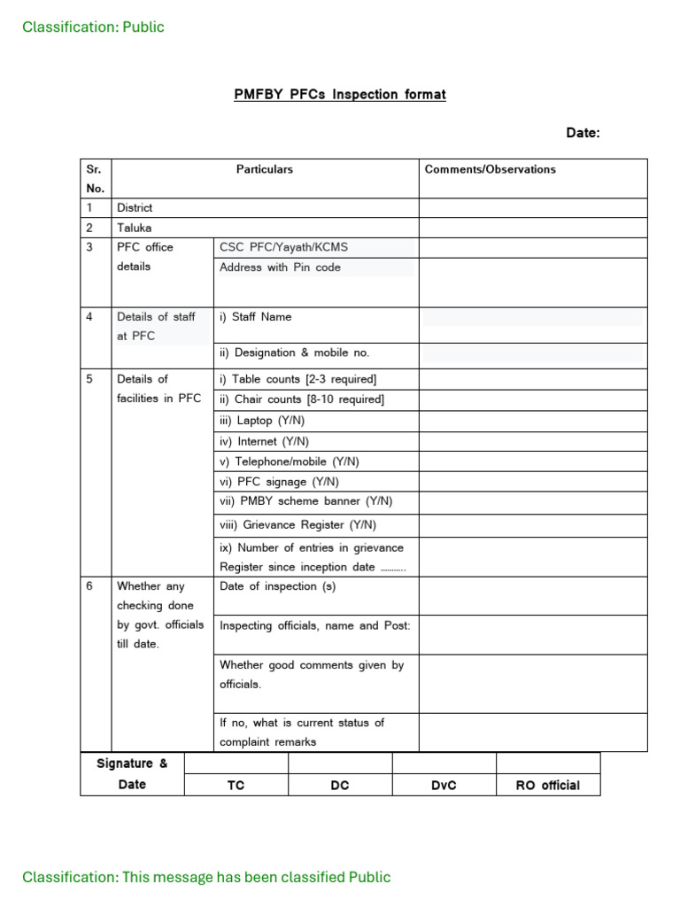 PFC Office Inspection Form_ (1) | PDF