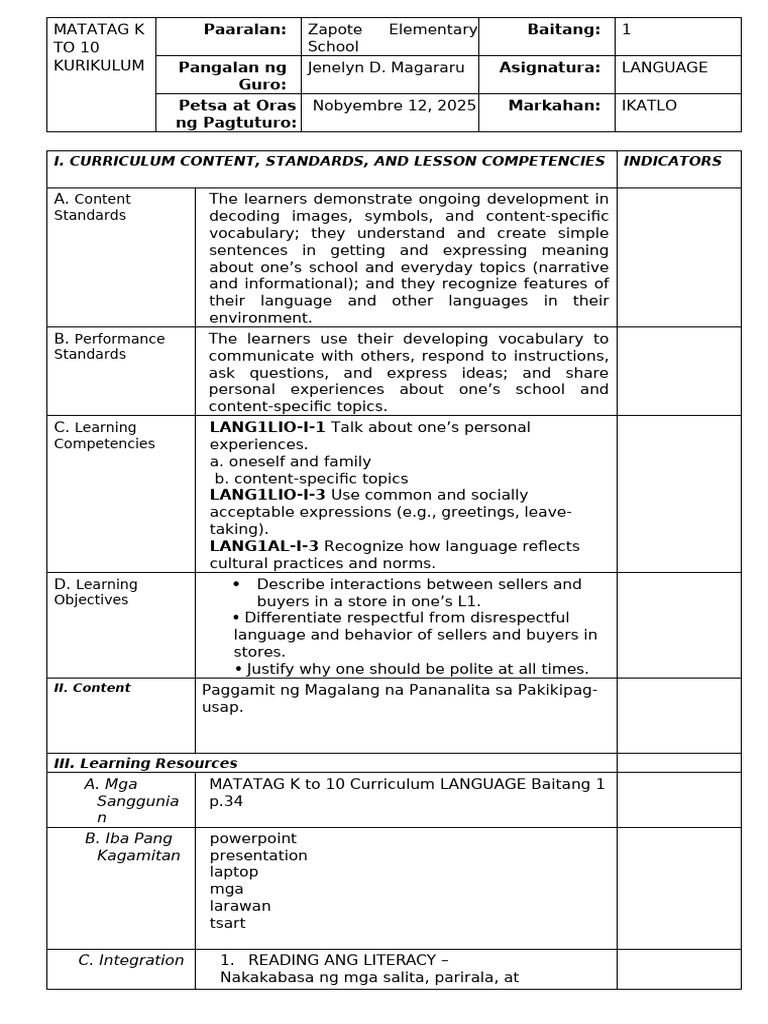 Lp Language1 Demo | PDF