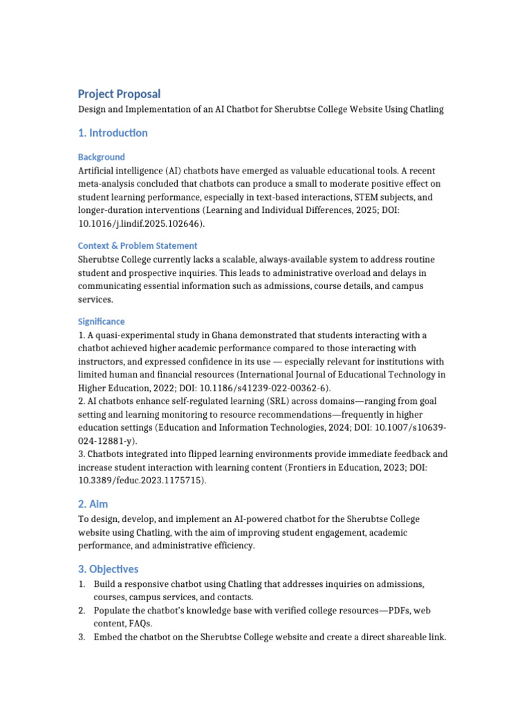 AI Chatbot Proposal for Sherubtse College | PDF | Usability ...