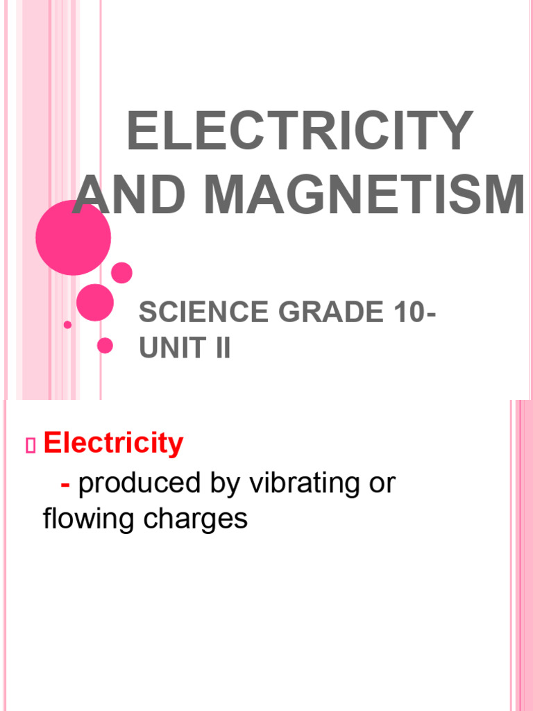 Electricity and Magnetism Overview | PDF | Electromagnetic Induction ...