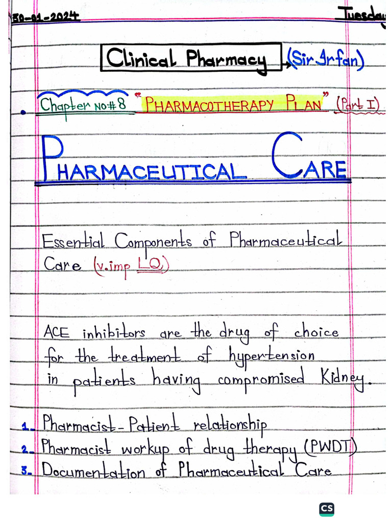 CH # 8 (Pharmacotherapy Plan) | PDF