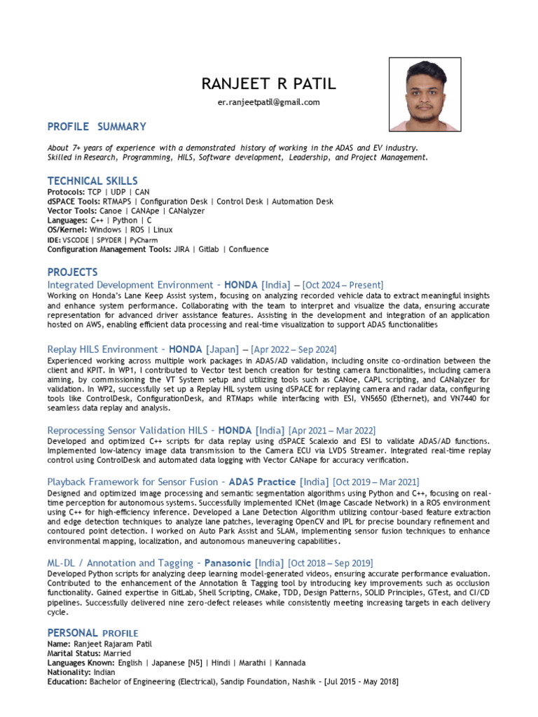 Ranjeet R Patil Nov 2025 Resume | PDF | Integrated Development ...