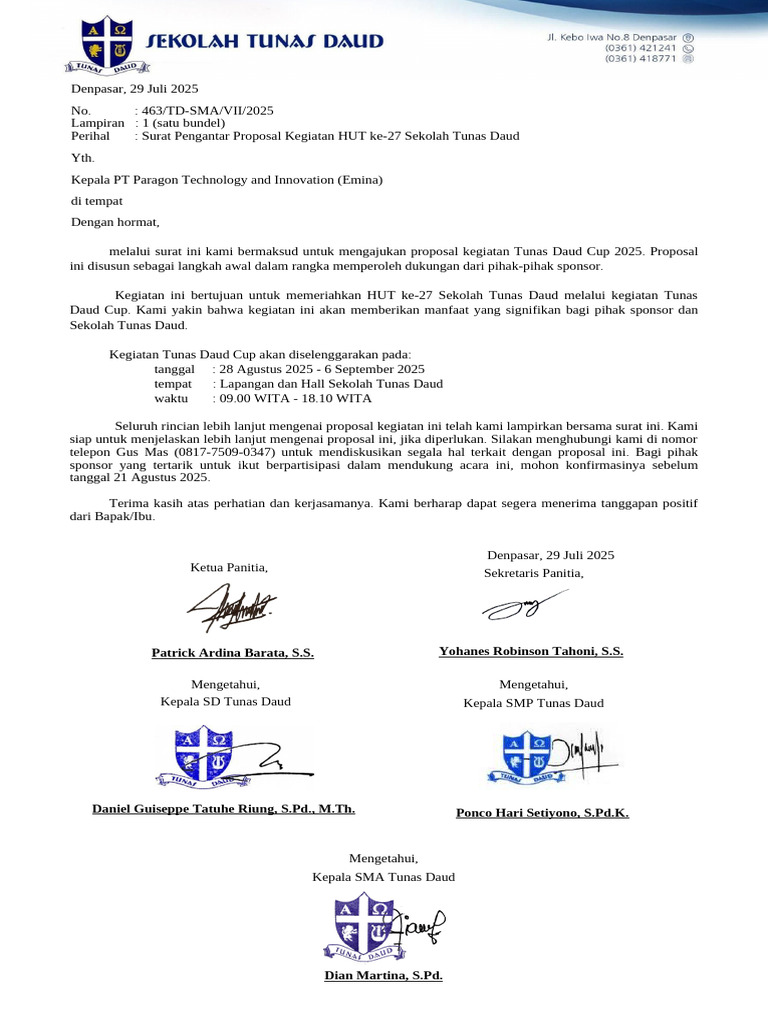 Proposal Tunas Daud Cup 2025 | PDF