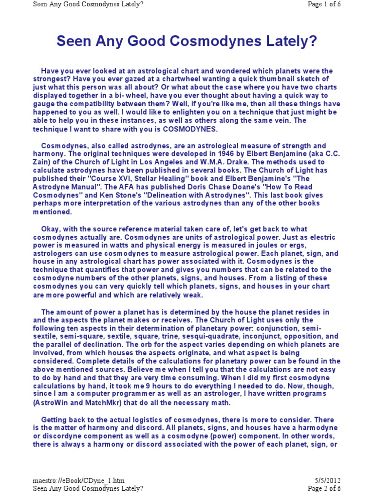 CDyne 1 | PDF | Astrology | Esoteric Cosmology