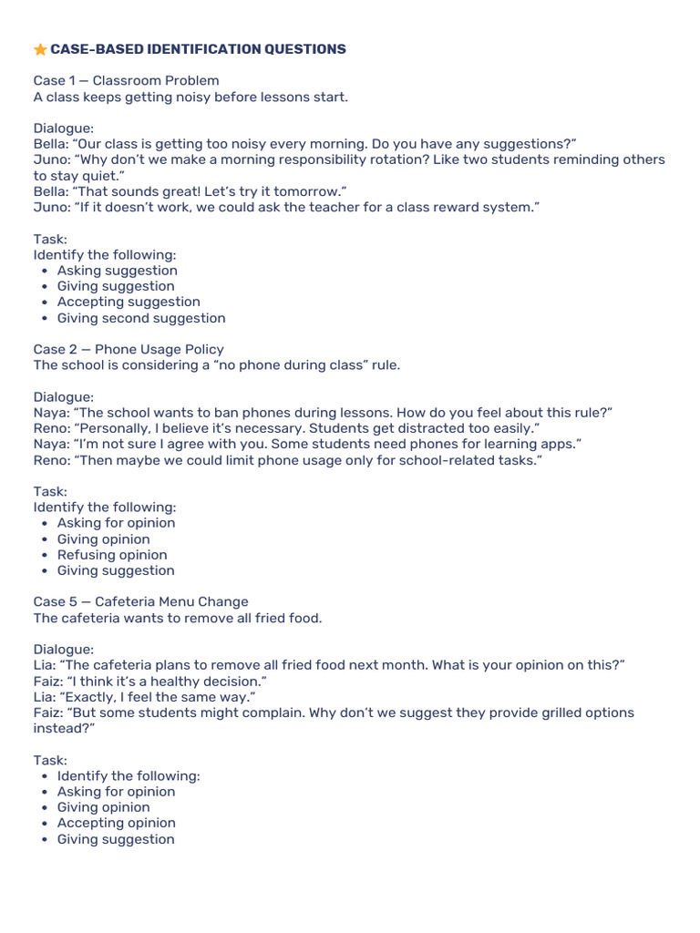 Classroom Communication Scenarios | PDF