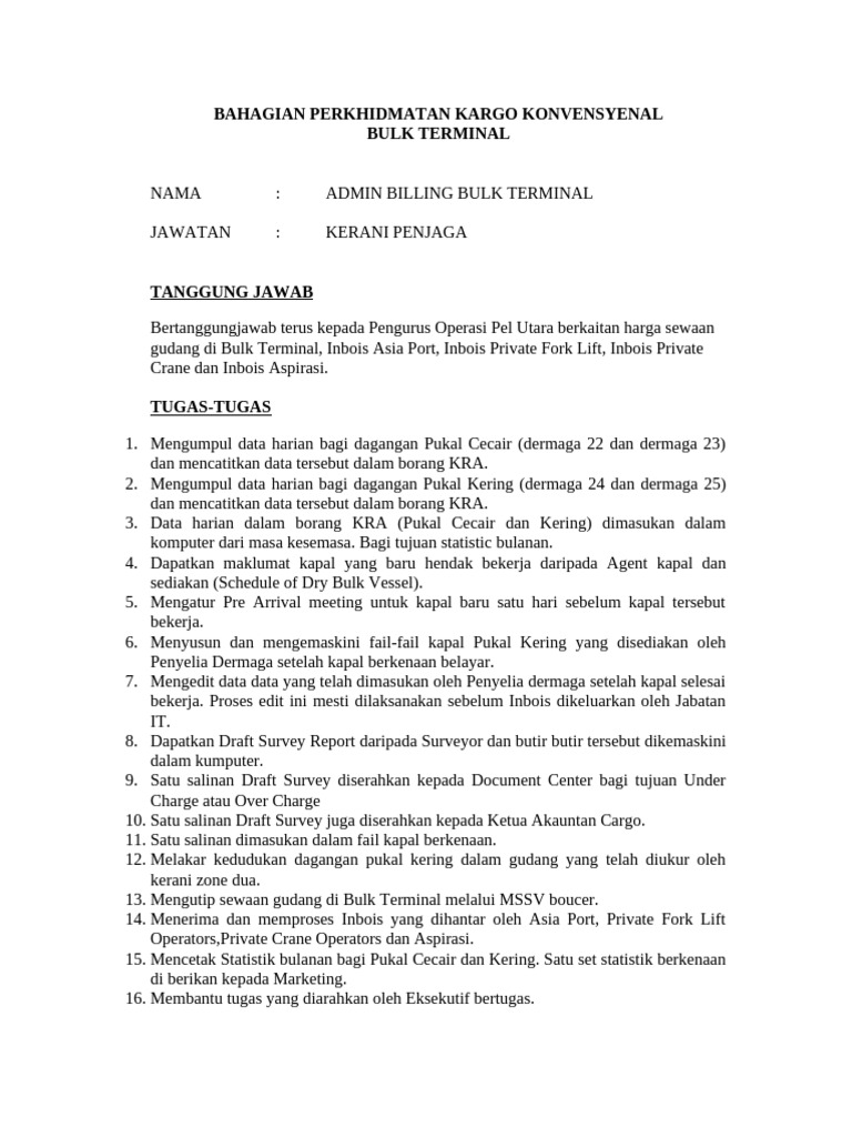 Senarai Tugas (Hisham & Hajjah Zainon) | PDF