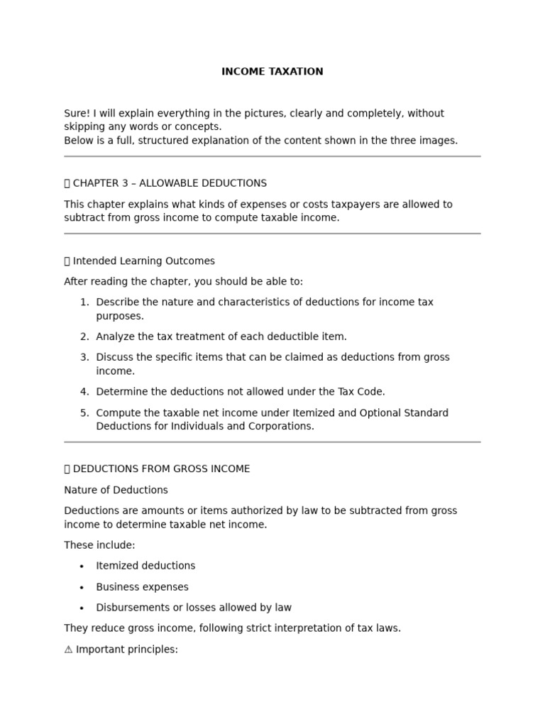 Allowable Deduction's Reviewer (1) | PDF | Tax Deduction | Expense