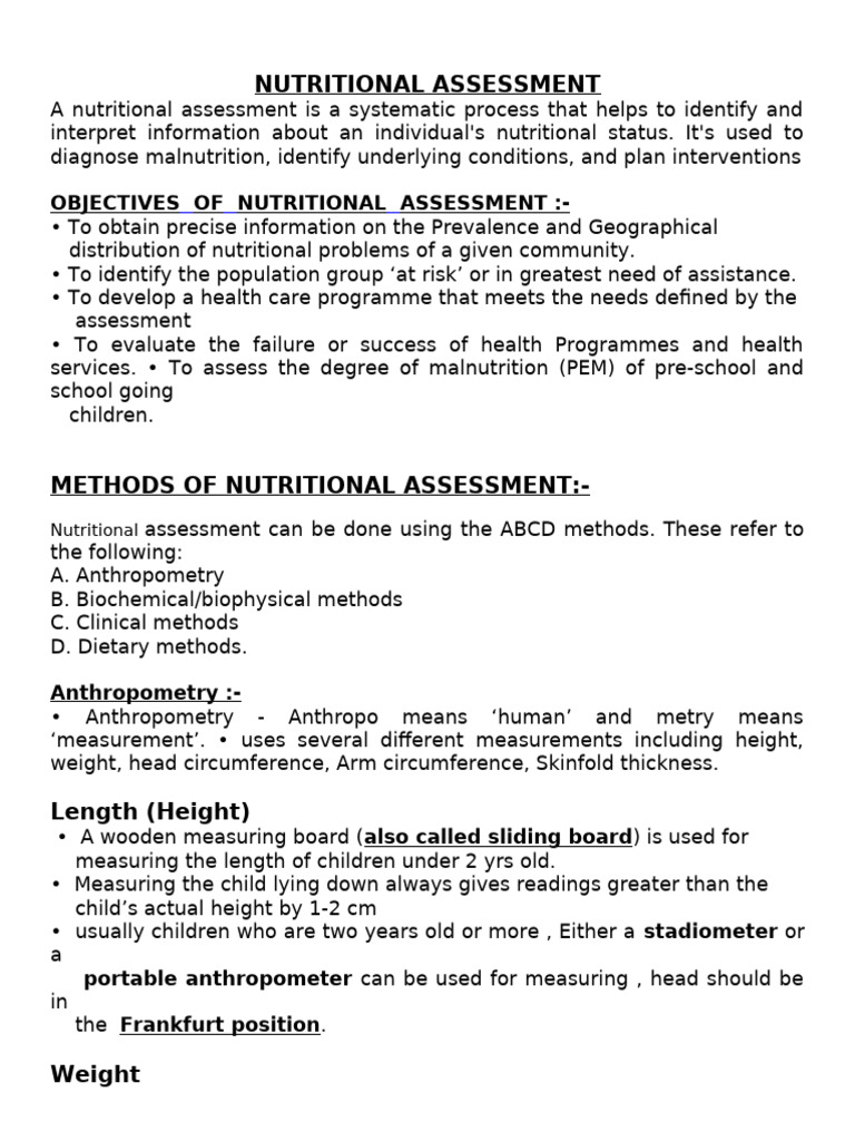 Nutritional Assessment | PDF