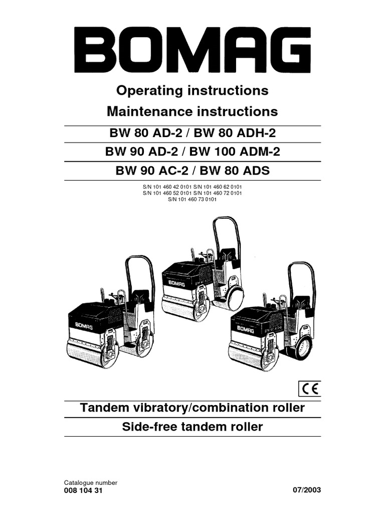 Bomag Bw 80 Ad-2, Bw 80 Adh-2, Bw 100 Adm-2, Bw 90 Ac-2, Bw 80 Ads, Bw ...