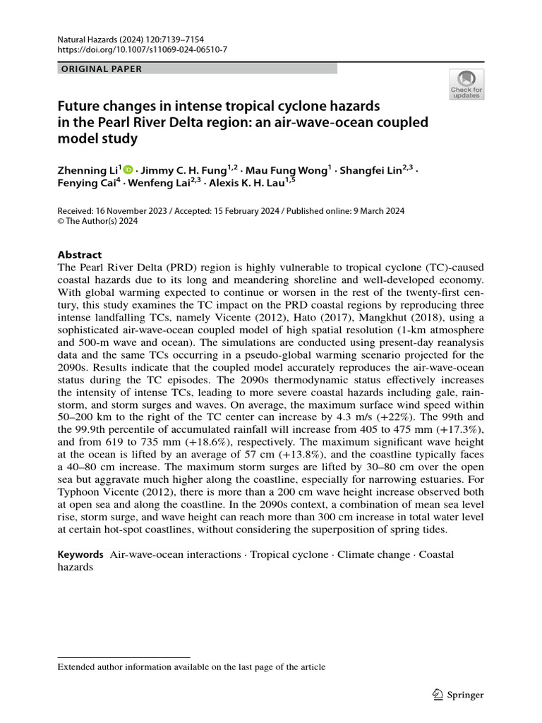 Li-Future Changes in Intense Tropical Cyclone Hazards in the Pearl ...