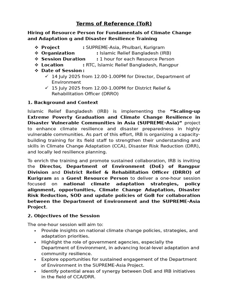 ToR for Resource Person CCA and DR Training_for Session Conductor ...