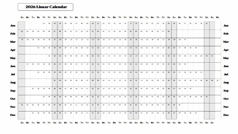 2026 - Linear Calendar 3 | PDF