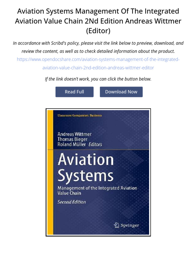 Aviation Systems Management of the Integrated Aviation Value Chain 2nd ...