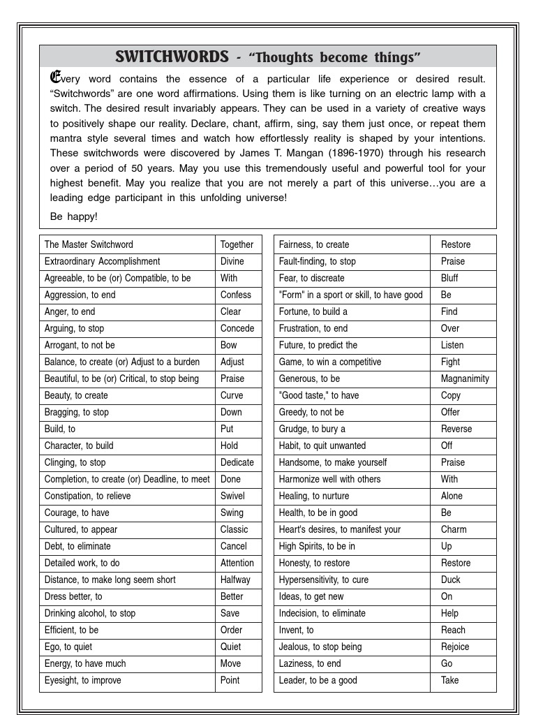 Switch Words | Download Free PDF | Psychological Concepts