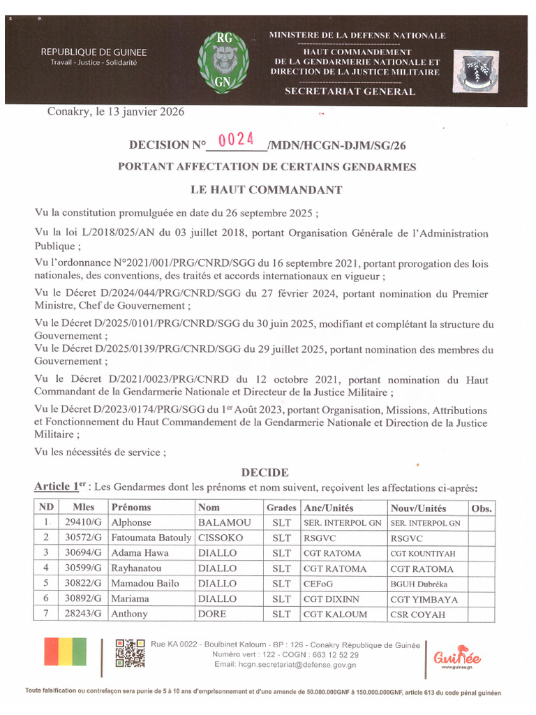 Affectation Dqsg 2 | PDF