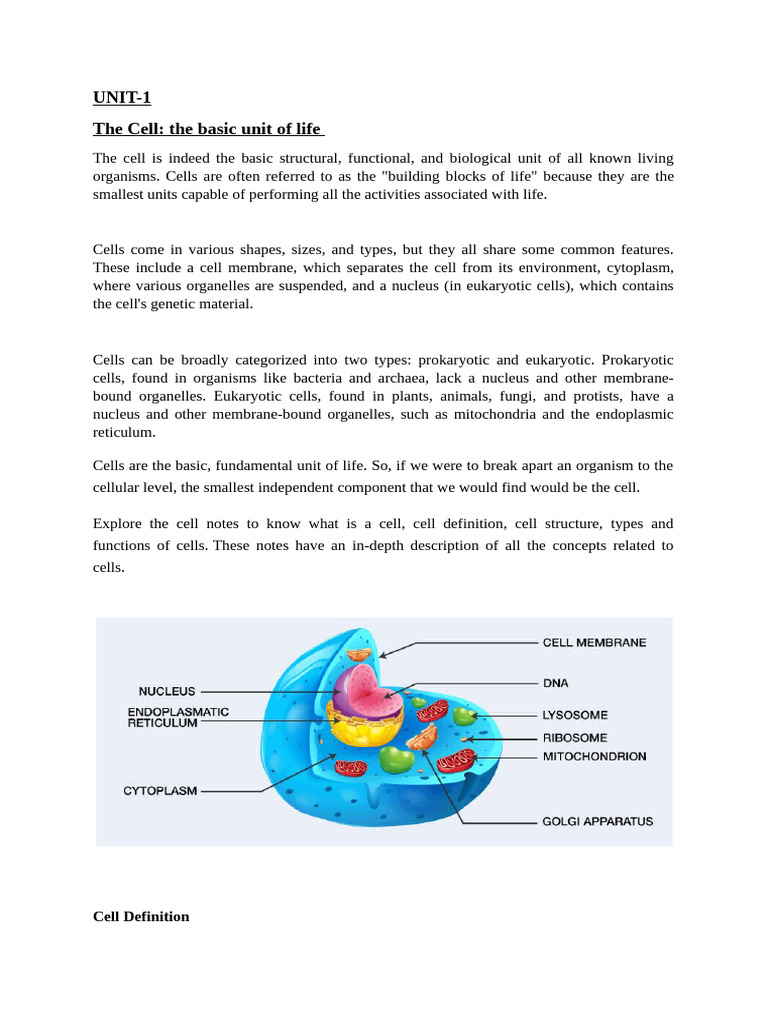 UNIT-1 | PDF | Cell (Biology) | Cell Signaling