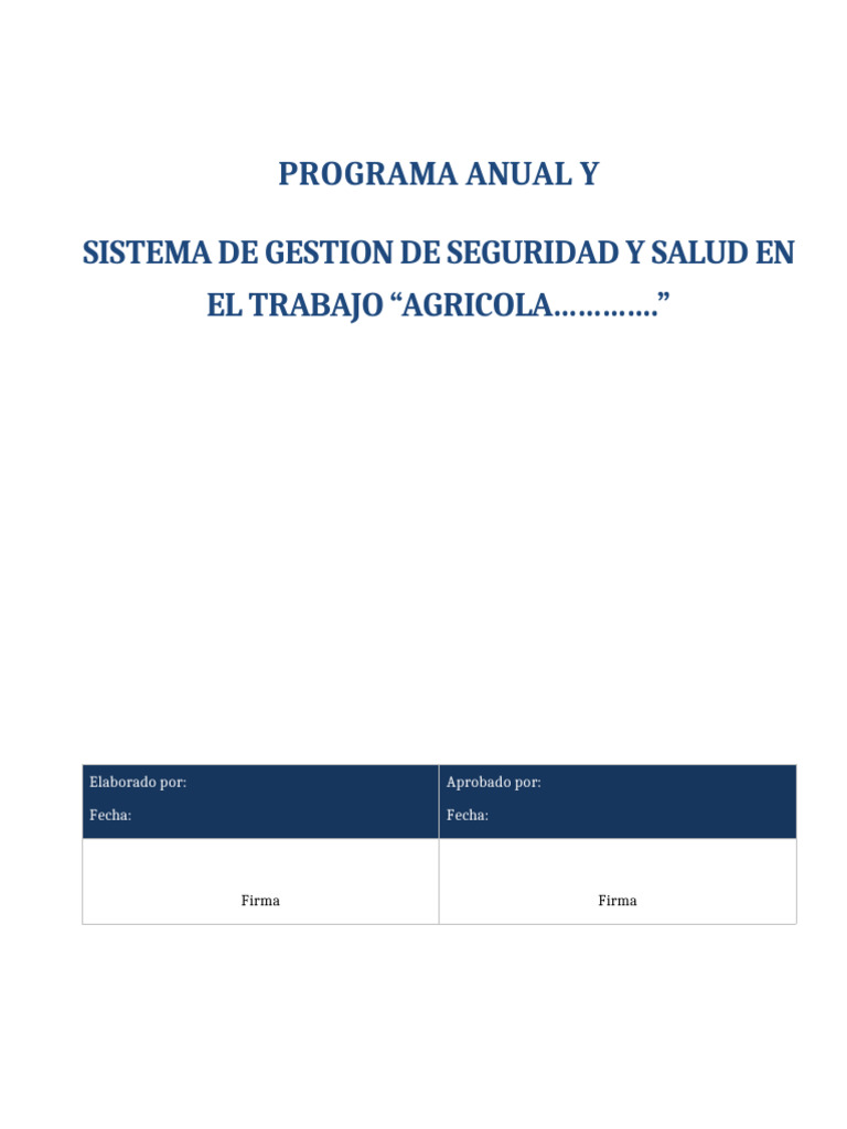Programa de Seguridad y Salud Agrícola | PDF | Seguridad y salud ...
