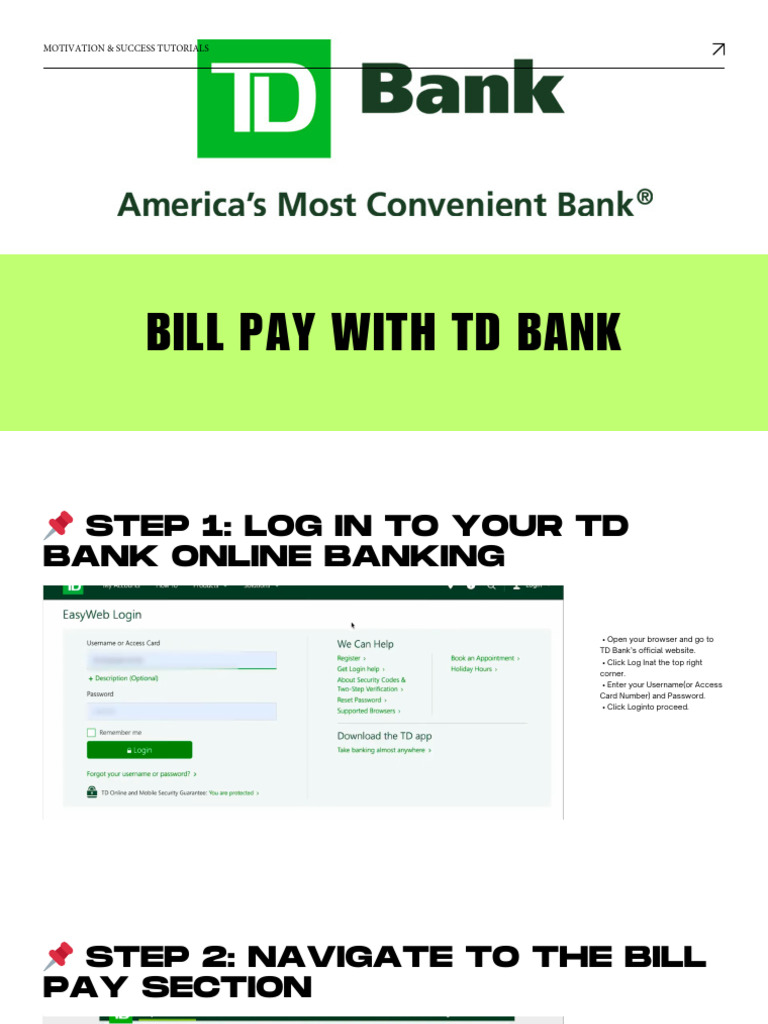 How to Pay Bills with TD Bank Online | PDF | Payments