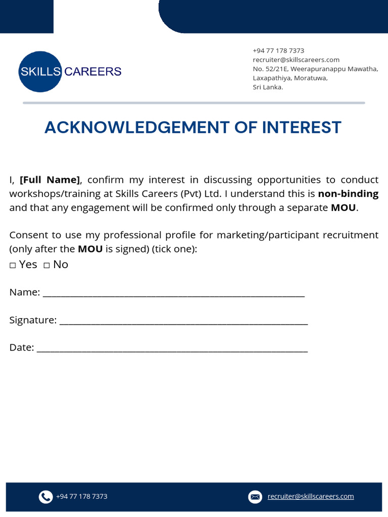 Workshop Interest Acknowledgment Form | PDF