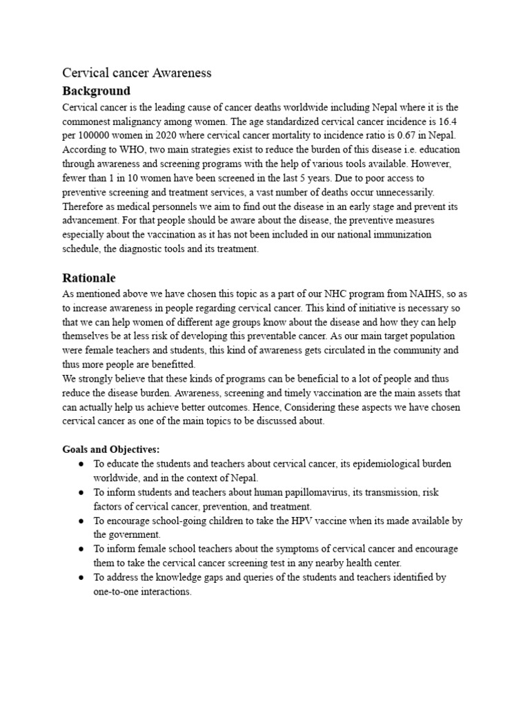 Cervical Cancer Awareness | PDF | Cervical Cancer | Preventive Healthcare