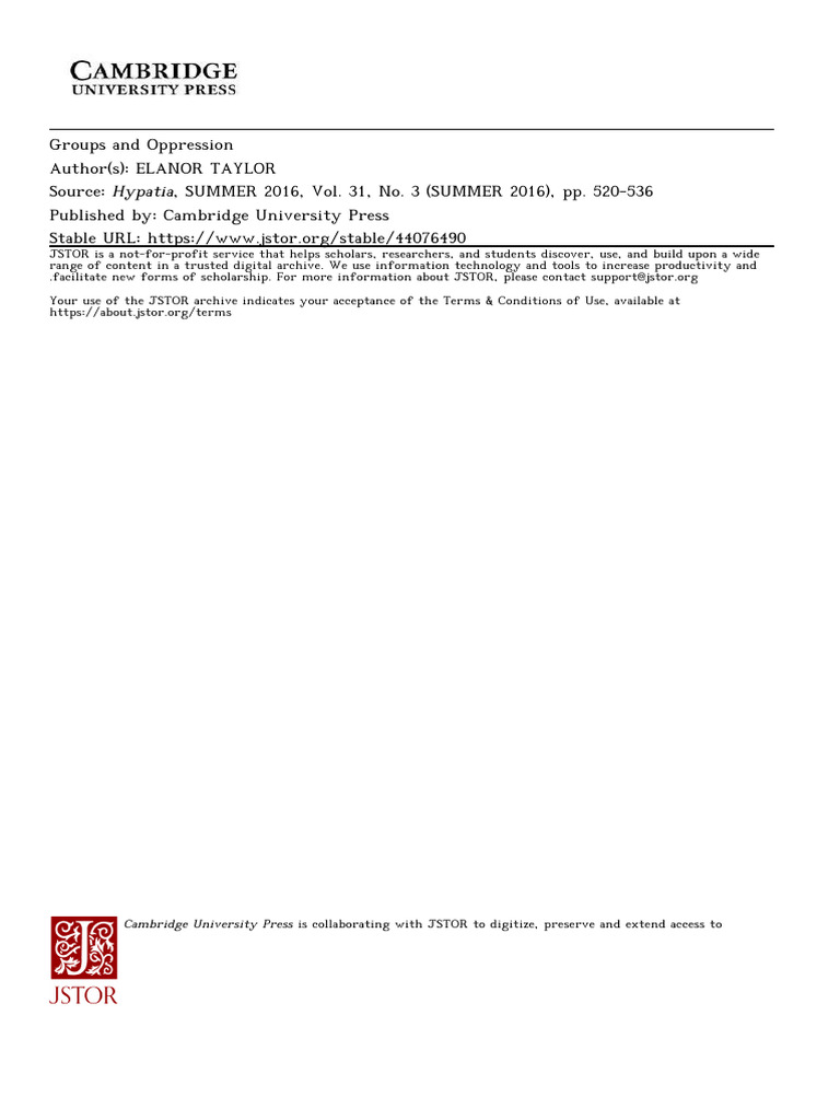 Metaphysics of Oppression and Groups | PDF | Emergence | Metaphysics
