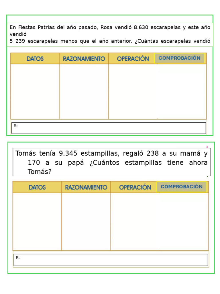 Problemas de Resta | PDF
